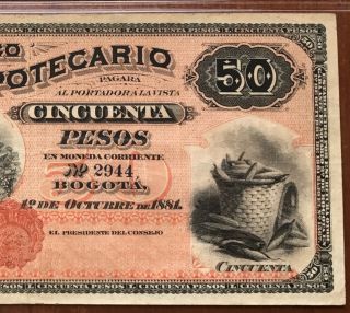 Colombia. 50 Pesos. Pick S639. PMG 30 Banco Nacional On El Banco ...