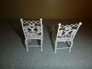 Doll House Miniature White Metal Chairs With Pillow 1 12 Scale | #22465150