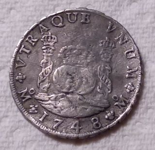 1748 MEXICO 1 REAL FERDINAND VI PILLAR SPAIN SPANISH SILVER COIN ...